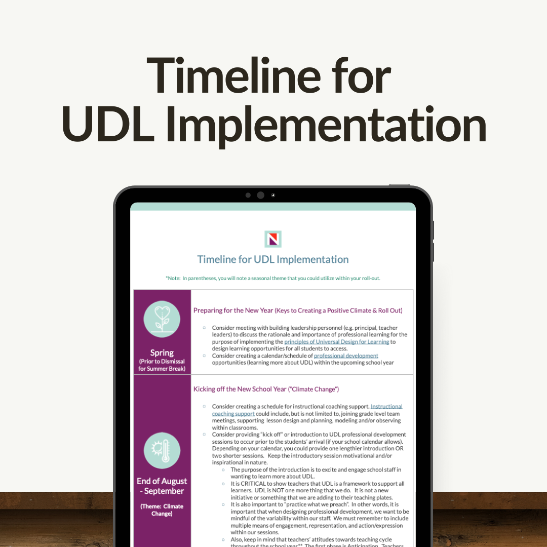 UDL Implementation Timeline - A Month by Month Ungated Resource